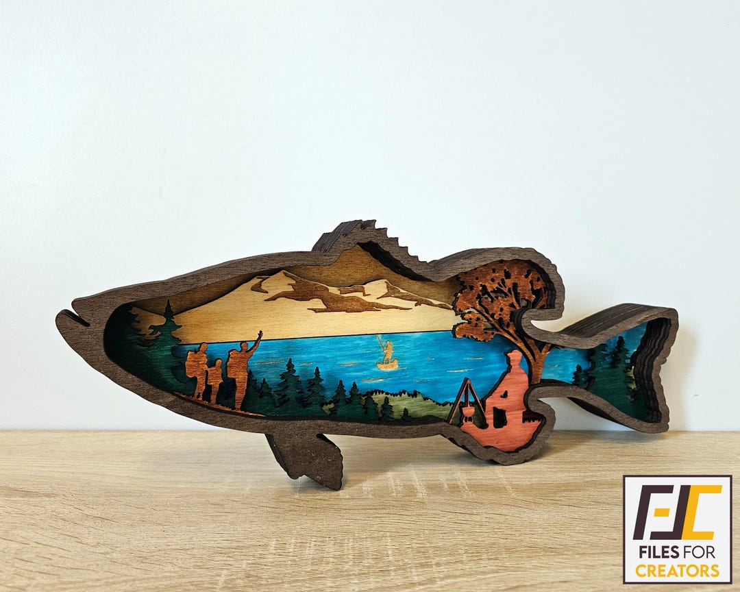 Bass Fishing Laser Cut SVG, DXF File - Instant Download for DIY ...