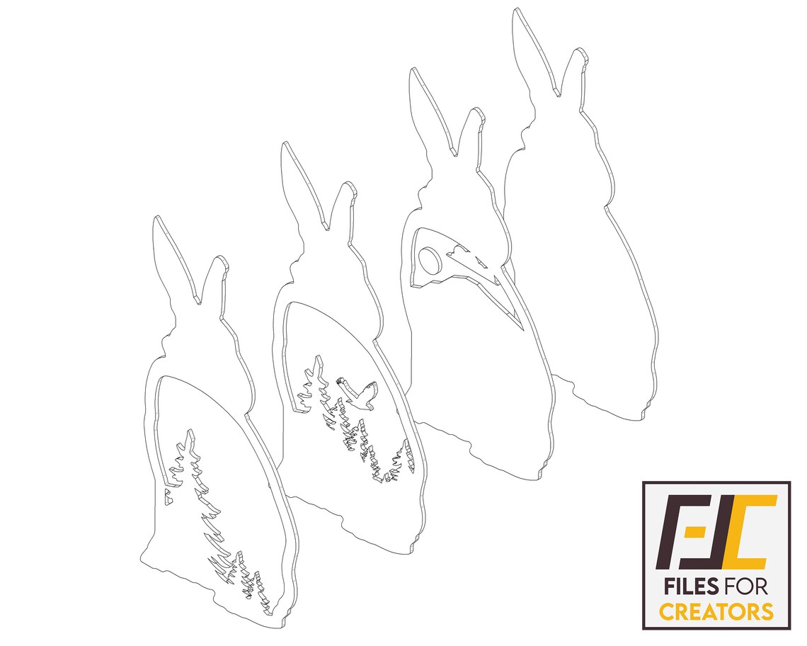 Rabbit Laser Cut, Svg Dxf Files. Cnc Files for Wood. Wall Art, Decal ...