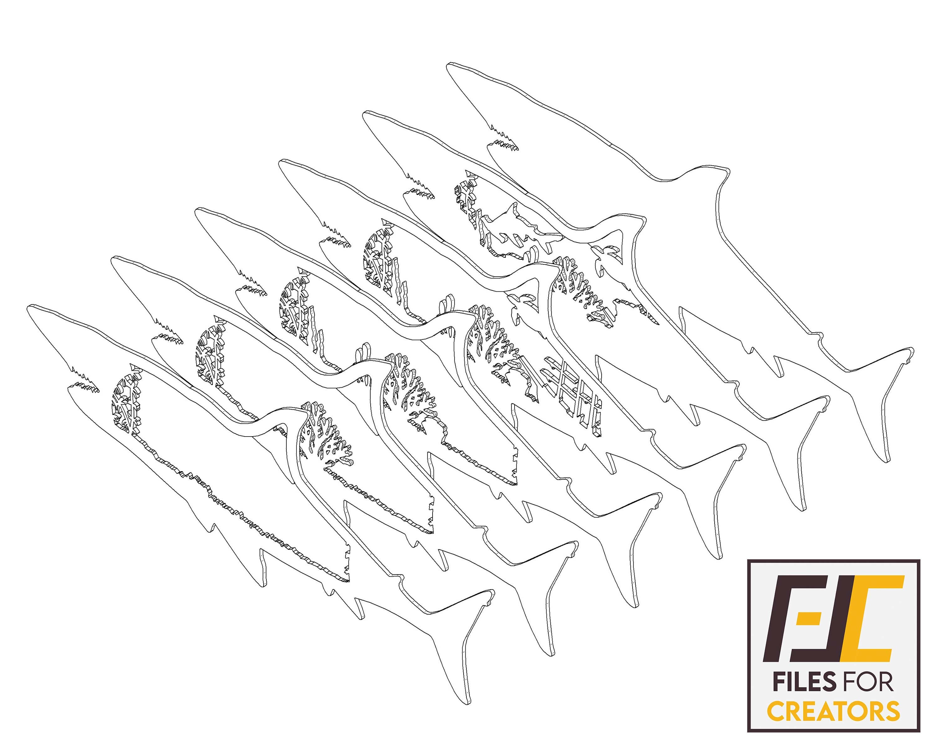 Shark Laser Cut, Svg Dxf Files. Cnc Files for Wood. Glowforge Ready ...