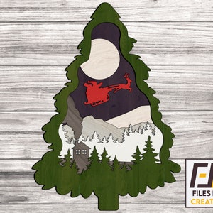Christmas Tree Scene Laser Cut, Svg Dxf Files. Cnc Files for Wood. Wall ...