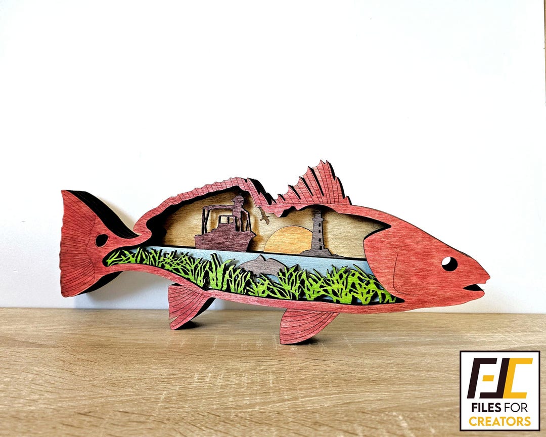 Redfish Laser Cut File: Ocean Scene SVG DXF (digital Download) - Etsy