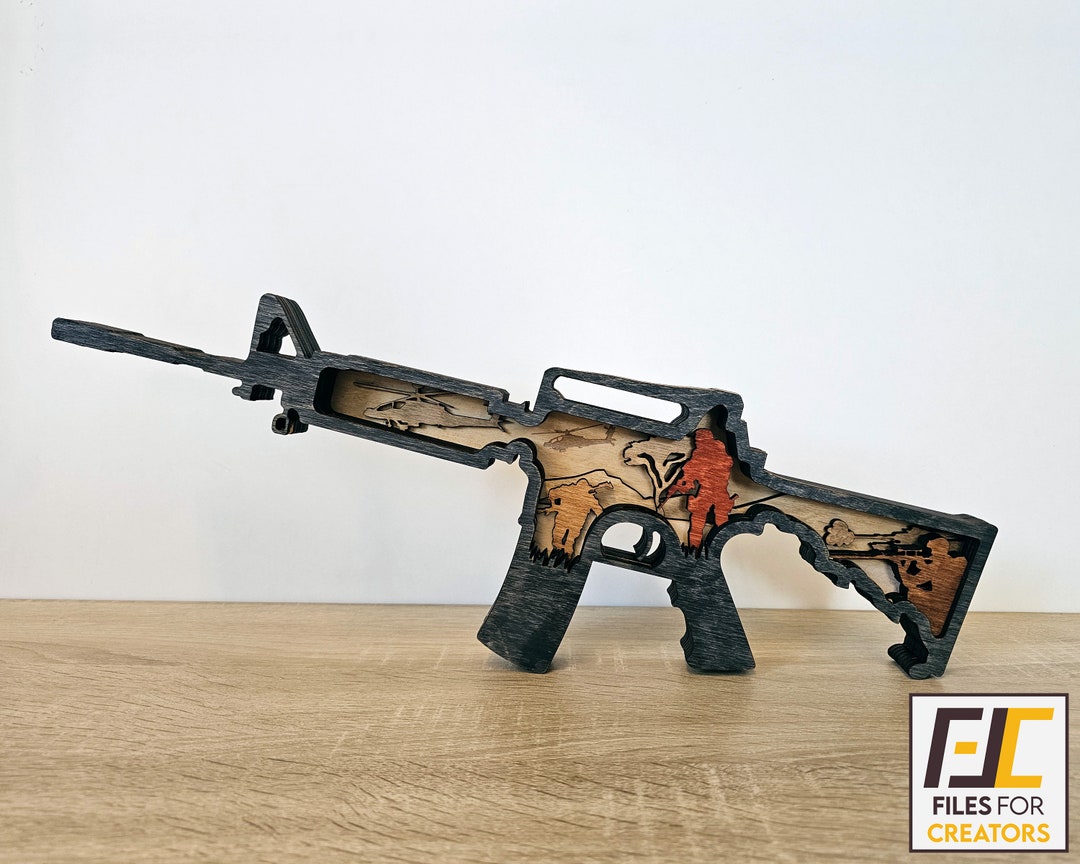 M16 M4 Rifle Laser Cut SVG, DXF File - Instant Download for DIY ...