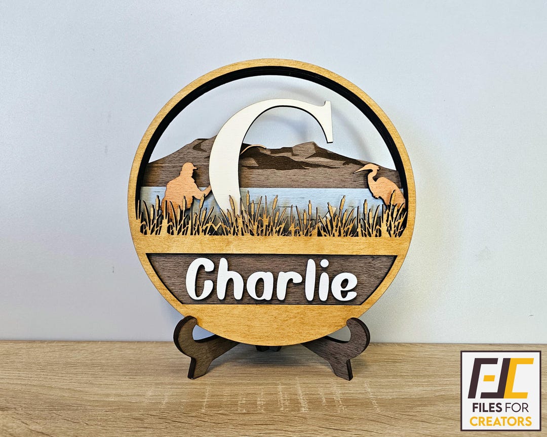 Fishing Monogram Round Sign Laser Cut SVG, DXF File - Instant Download ...