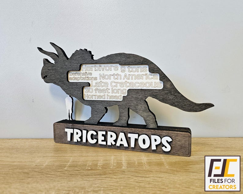 Triceratops Dinosaur Laser Cut File: DIY Woodworking SVG DXF (digital ...