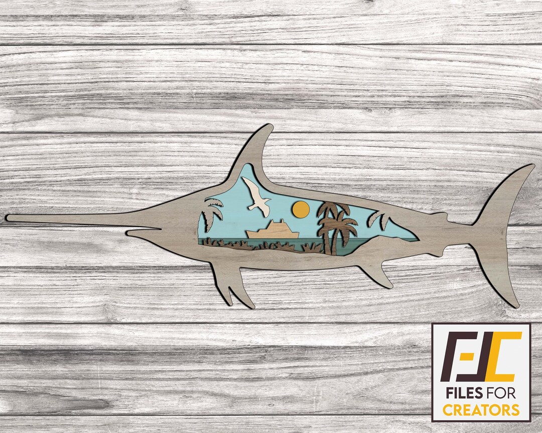 Swordfish Laser Cut, Svg Dxf Files. Cnc Files for Wood. Glowforge Ready ...