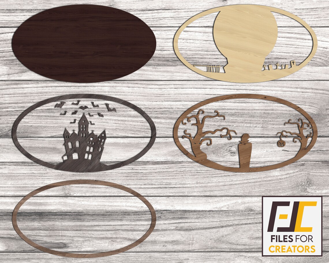 Halloween Scene Laser Cut Svg Dxf Files. Cnc Files for Wood. | Etsy