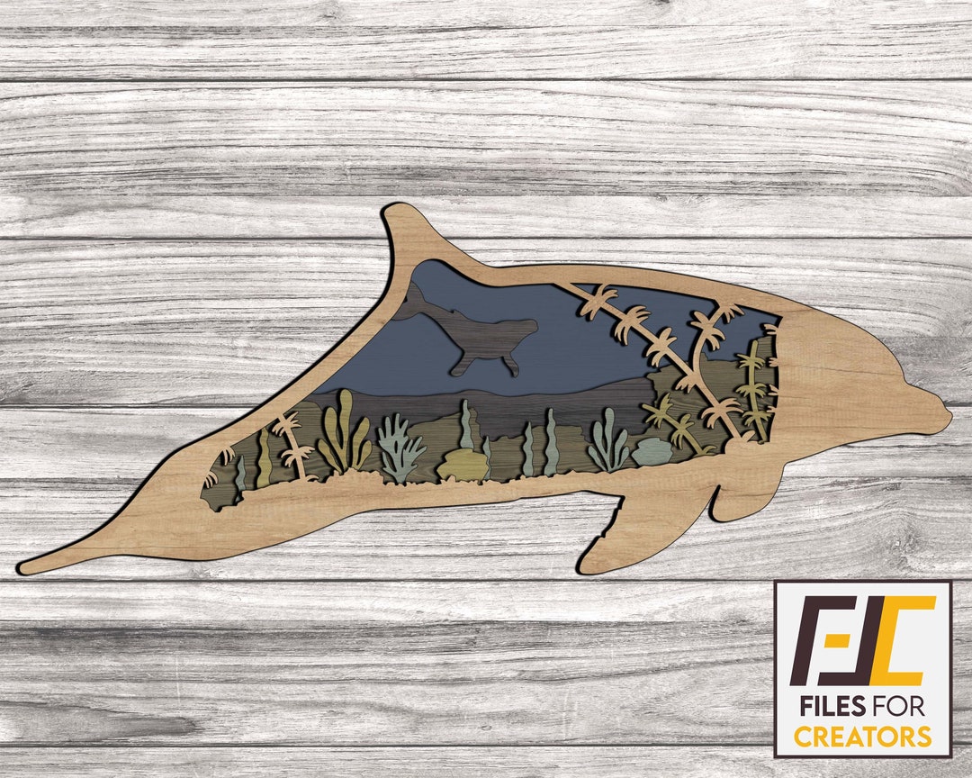 Dolphin Laser Cut, Svg Dxf Files. Cnc Files for Wood. Glowforge Ready ...