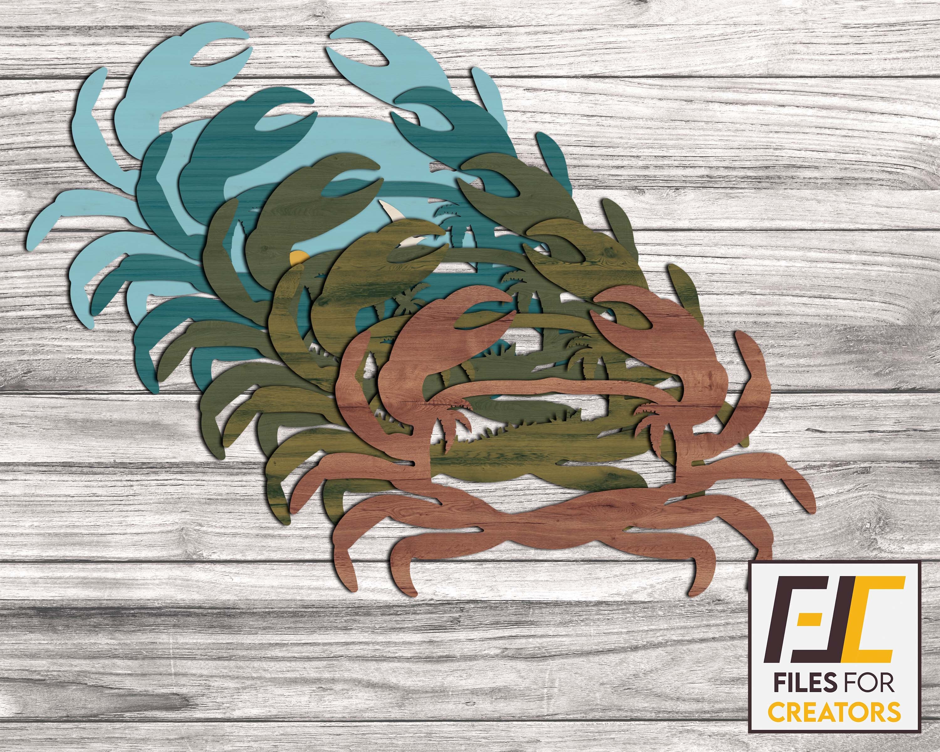 Crab Beach Scene Laser Cut Files: SVG DXF CNC Glowforge Ready - Etsy
