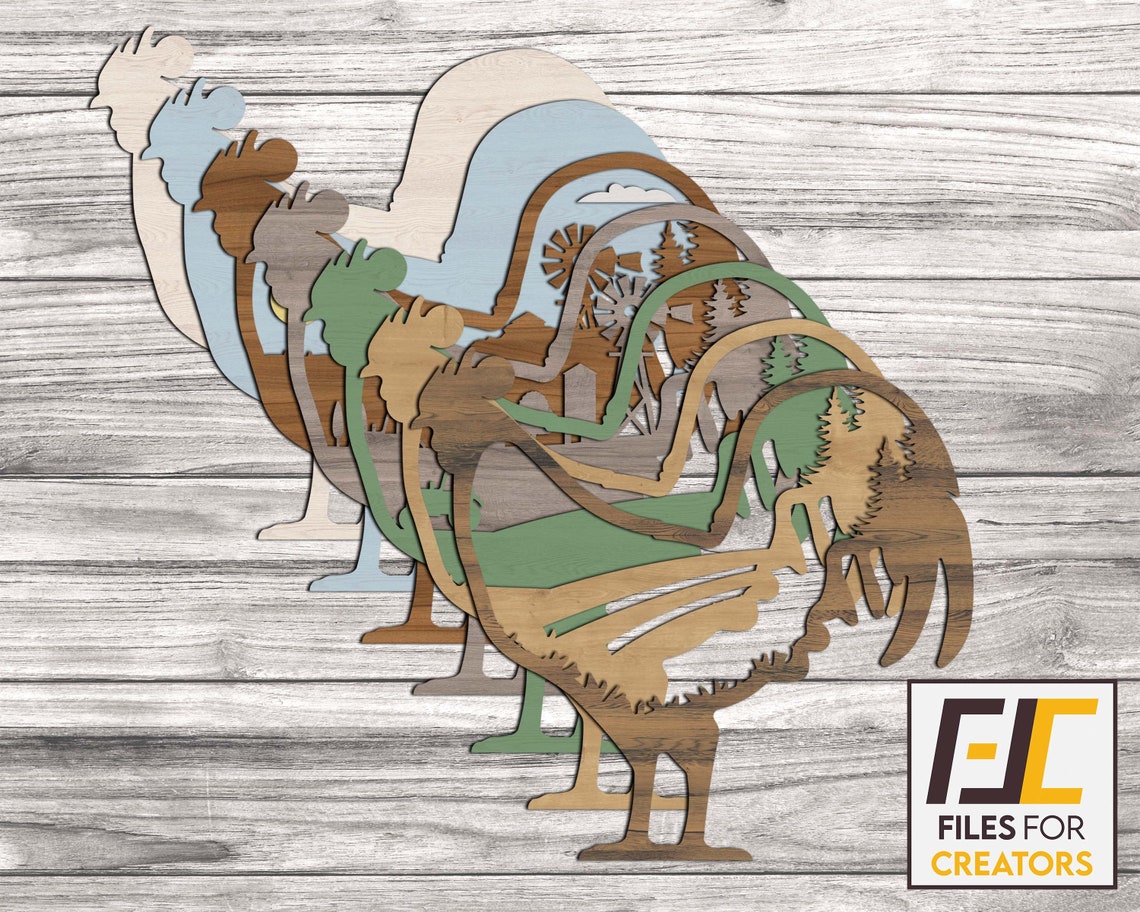 Rooster / Farm Laser Cut Svg Dxf Files. Cnc Files for Wood. - Etsy