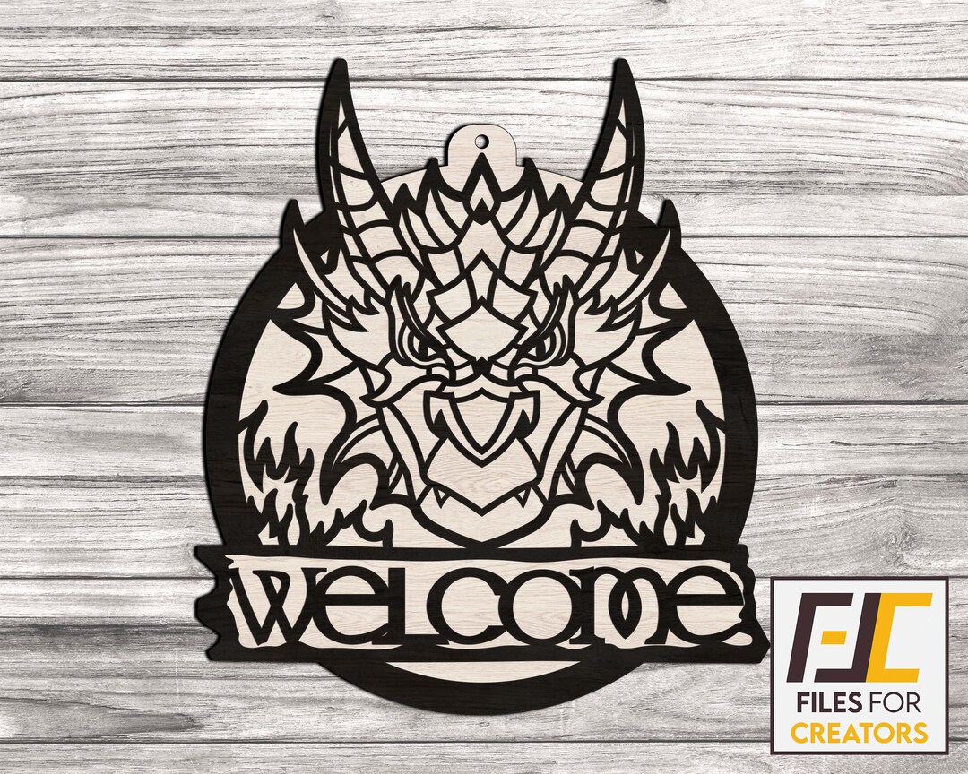 Multi-layer Dragon Welcome Sign Laser Cut File / SVG DXF CNC Files for ...