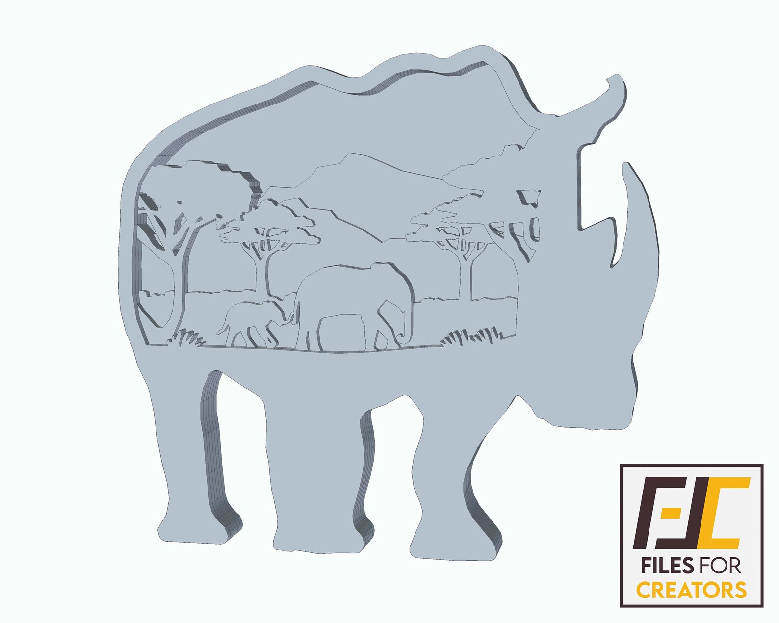 Rhino Laser Cut, Svg Dxf Files. Cnc Files for Wood. Glowforge Ready ...