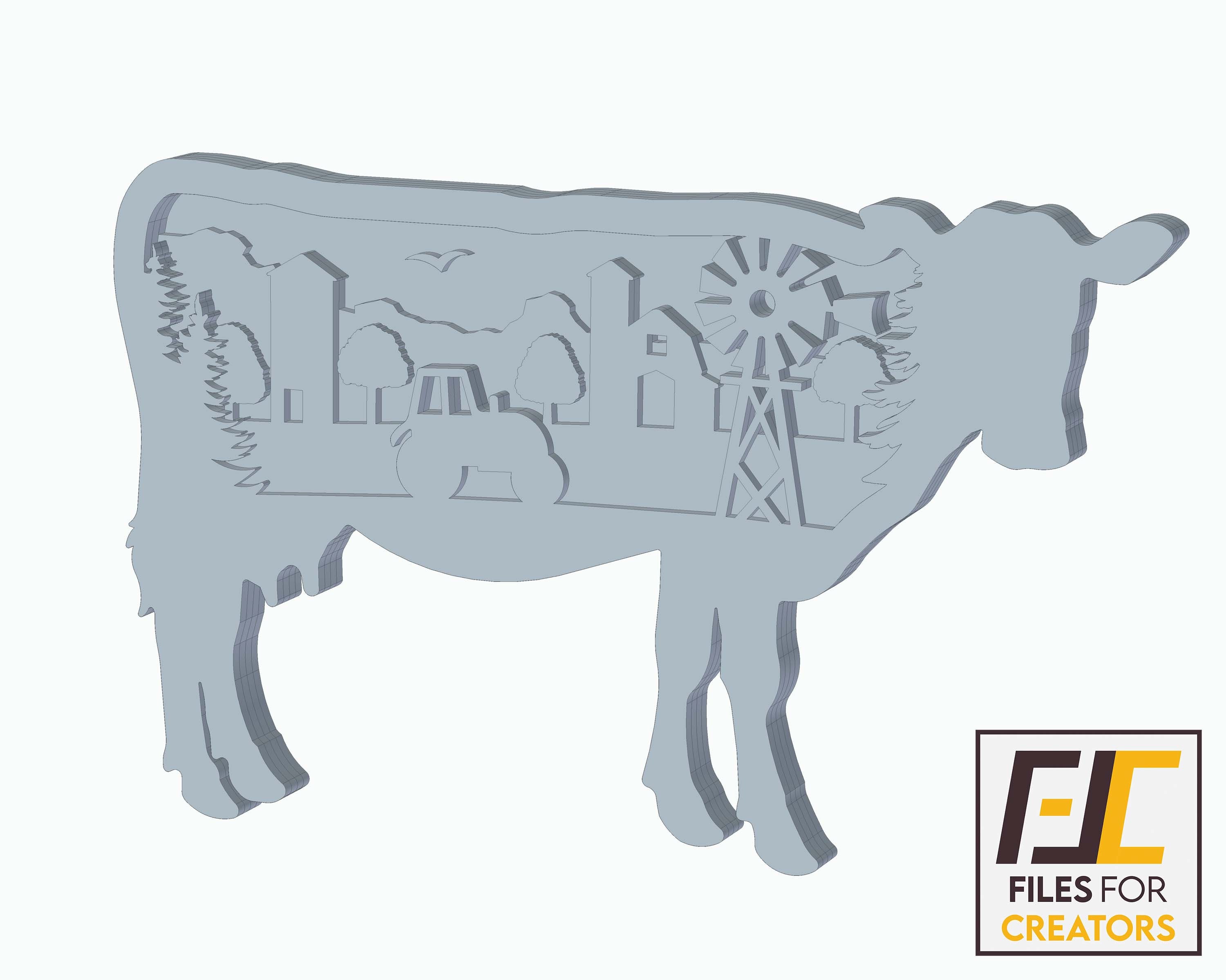 Cow Farm Scene Laser Cut Files: SVG DXF CNC Glowforge Ready - Etsy
