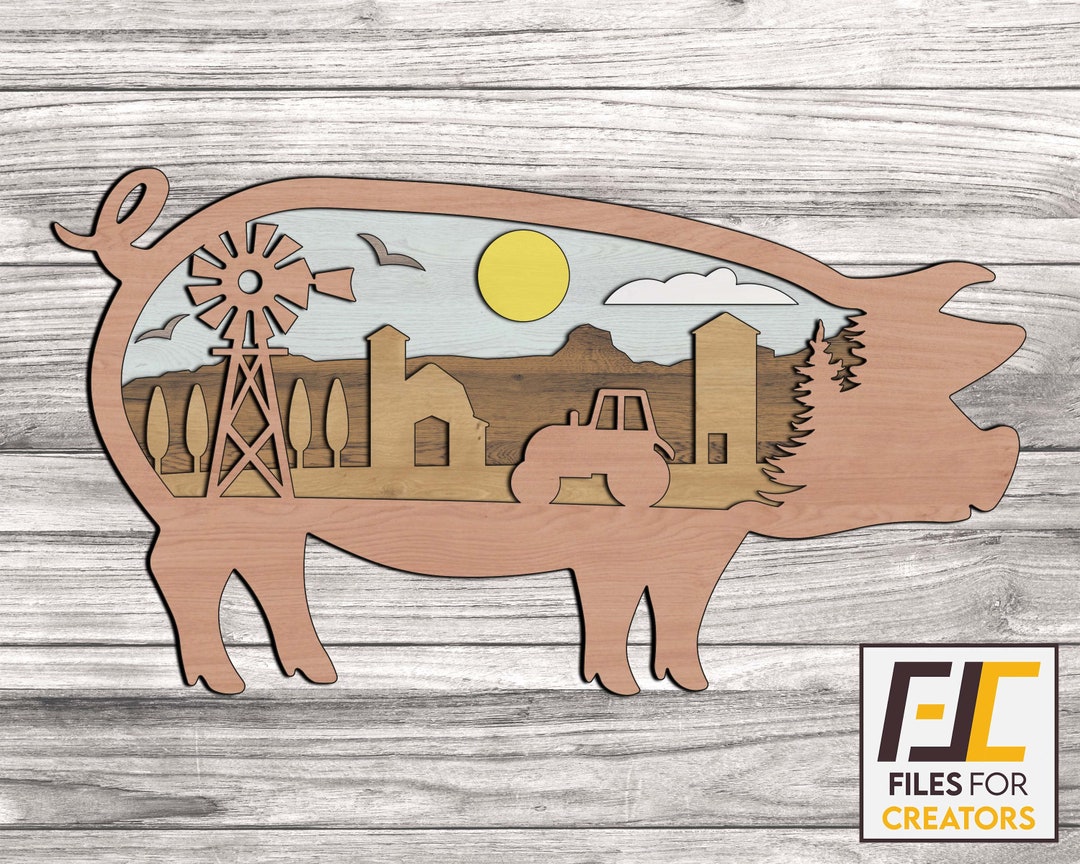 Pig / Farm Laser Cut, Svg Dxf Files. Cnc Files for Wood. Glowforge ...
