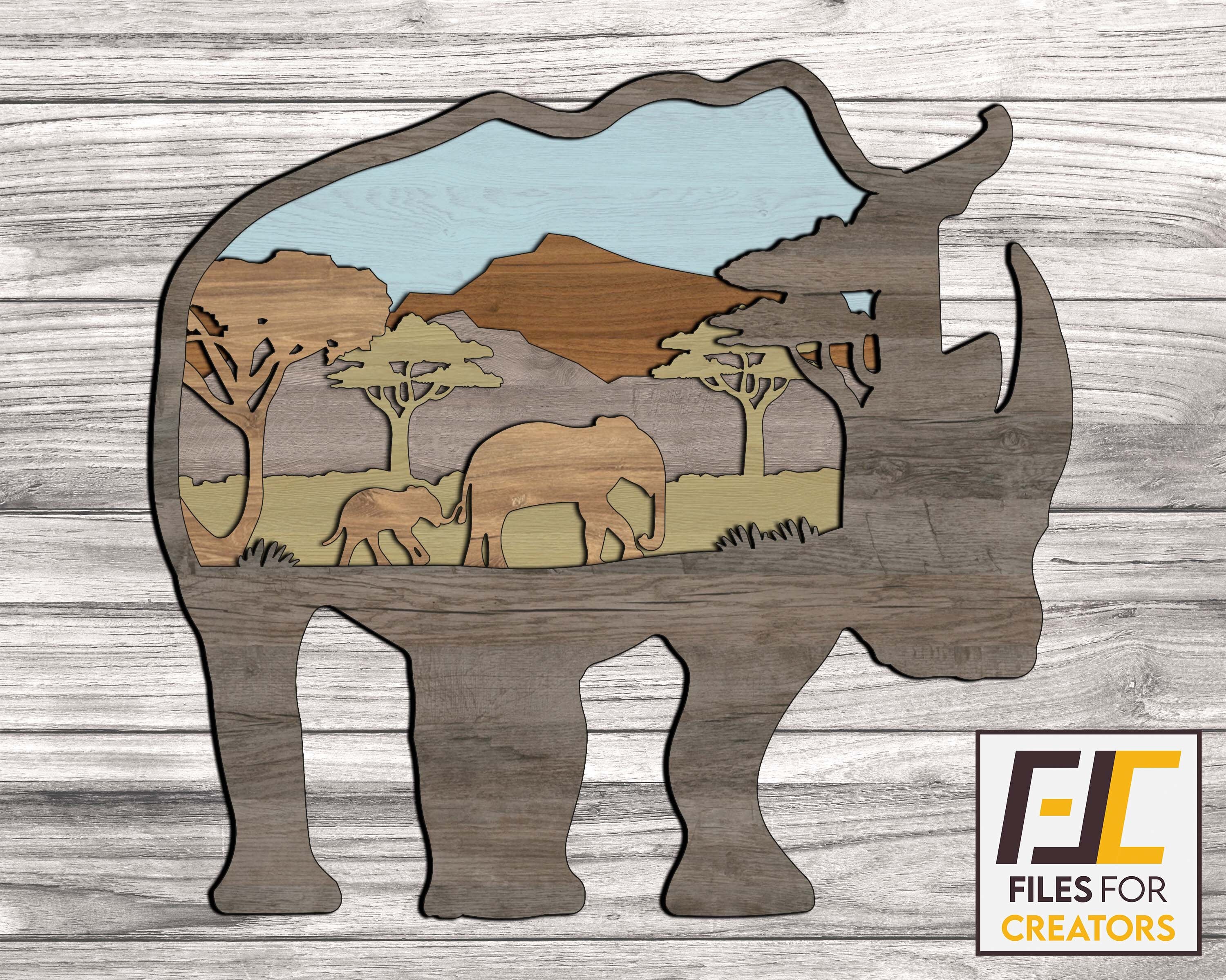 Rhino Laser Cut, Svg Dxf Files. Cnc Files for Wood. Glowforge Ready ...