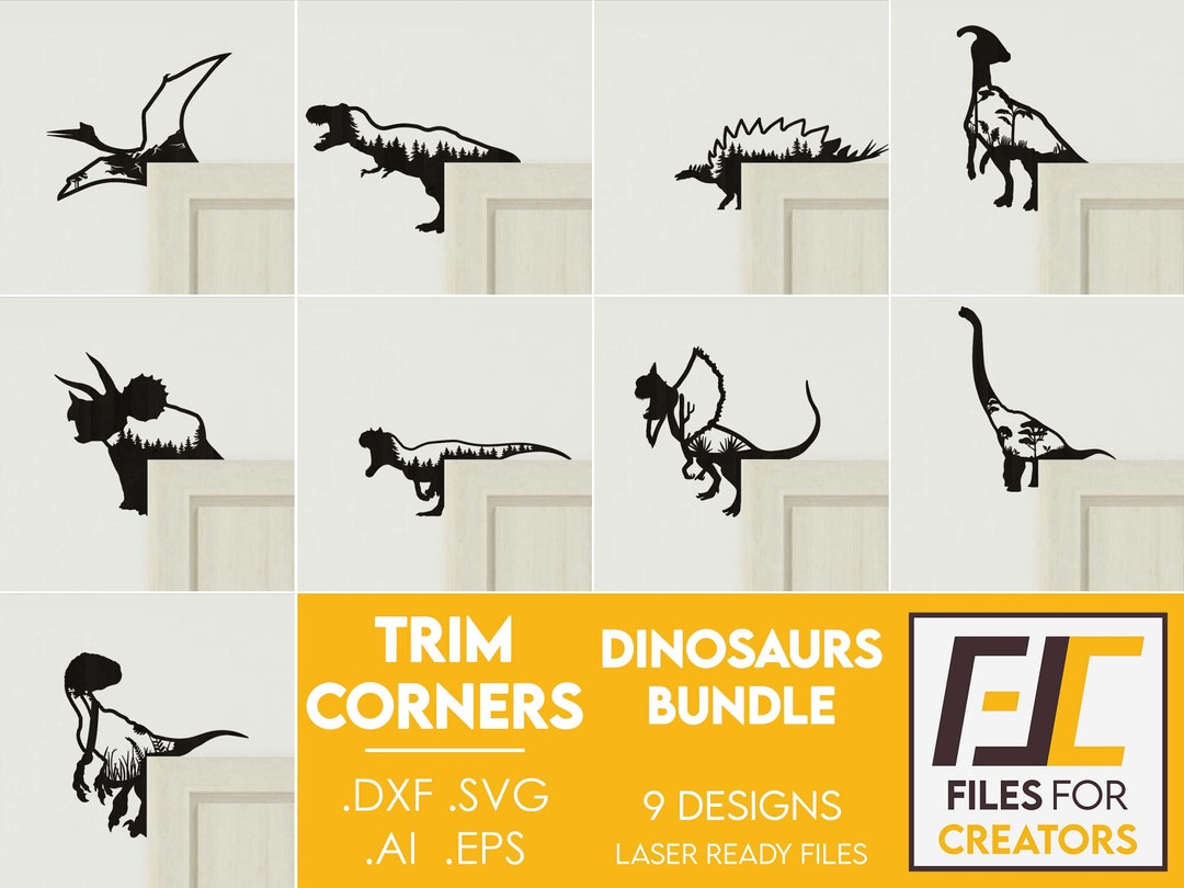 Dinosaur Corner Trim SVG Bundle: Laser Cut CNC Files - Etsy
