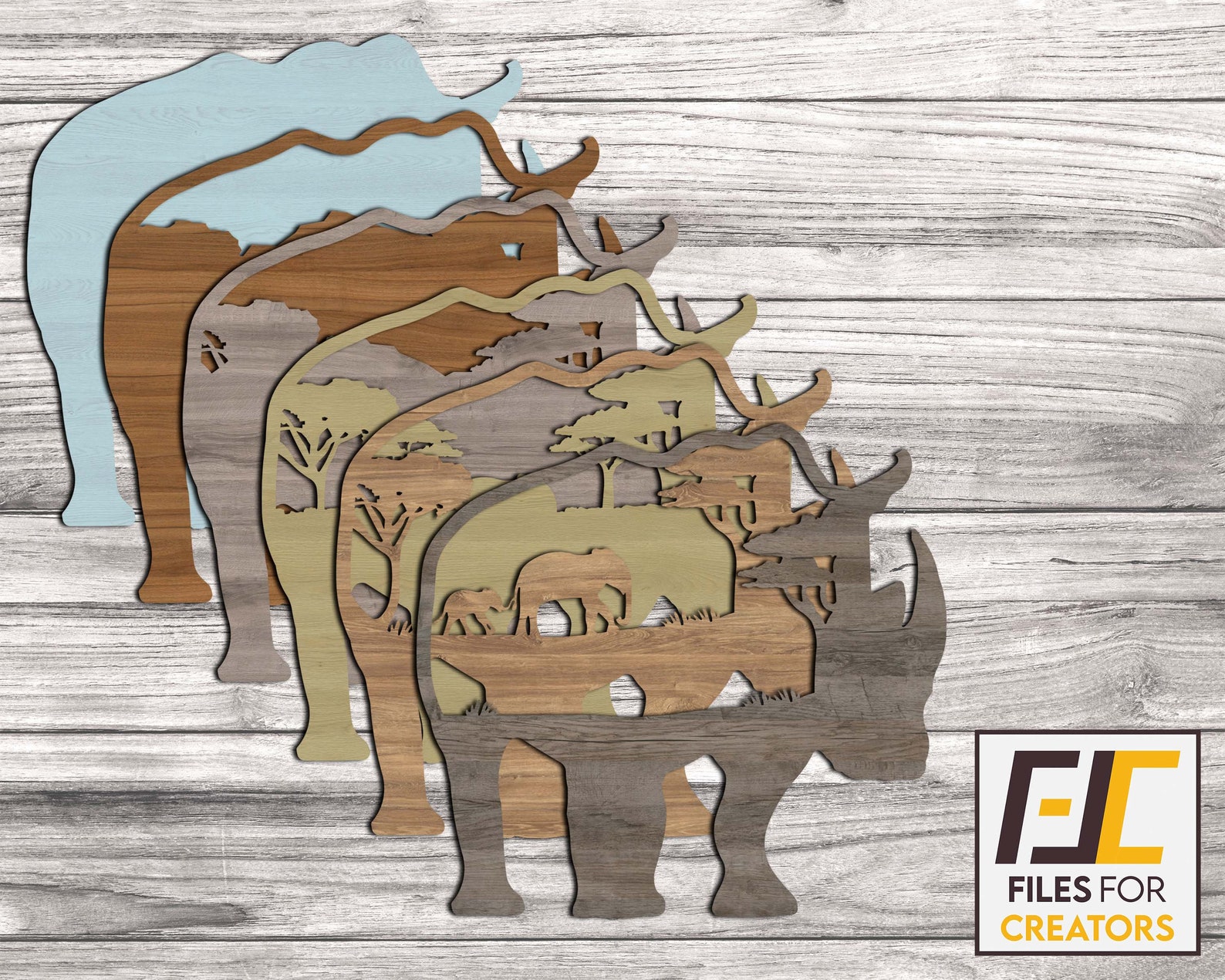 Rhino Laser Cut Svg Dxf Files. Cnc Files for Wood. Glowforge - Etsy