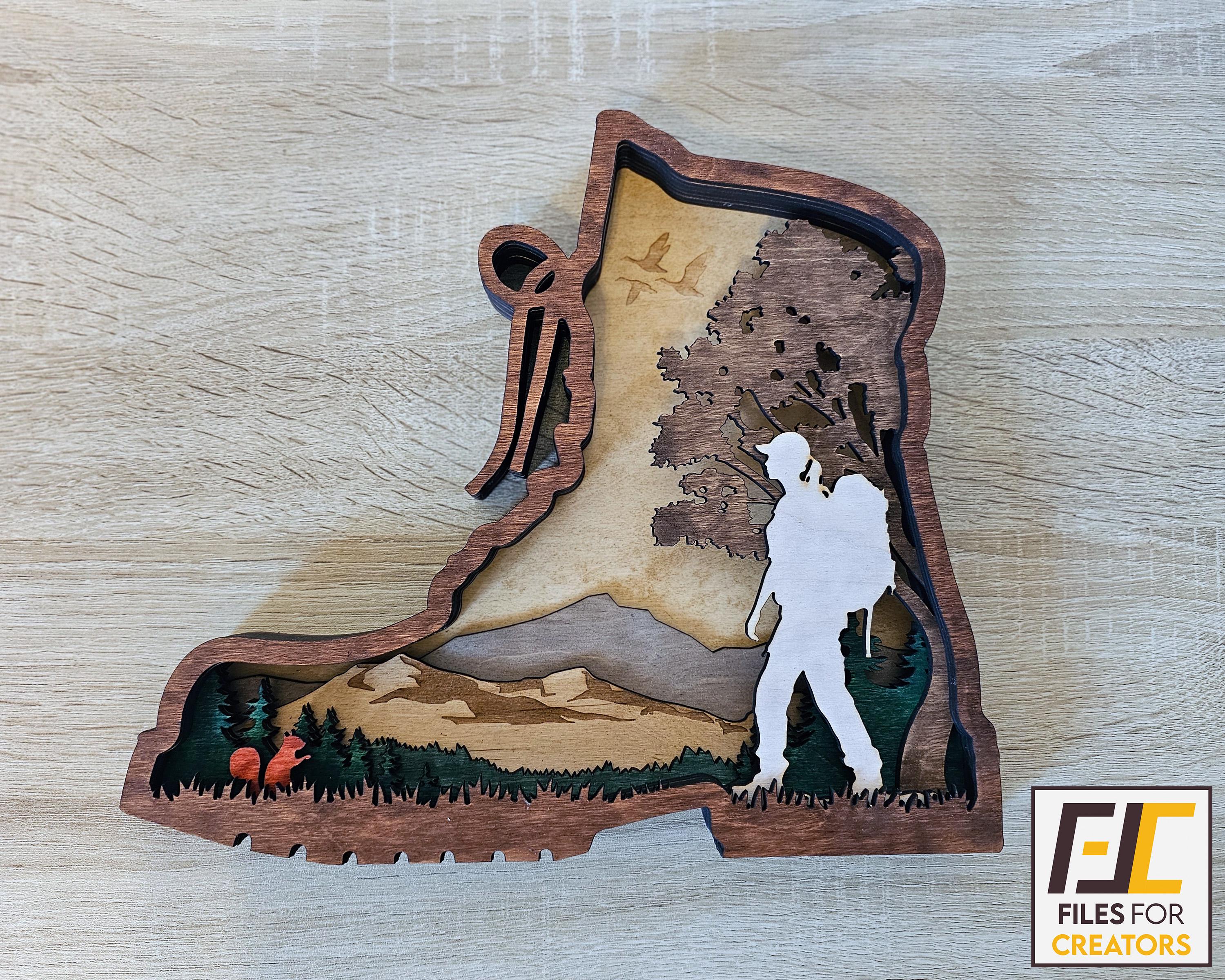 Hiking Boot Mountain Scene Laser Cut File SVG DXF (digital Download) - Etsy