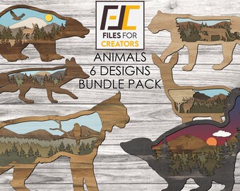 Cute Animals Wall Art Bundle Laser Cut Files - Etsy
