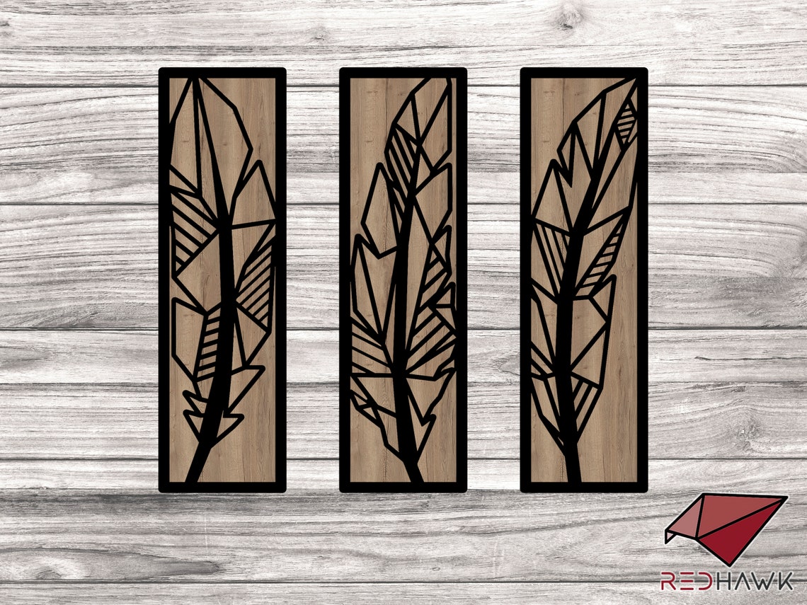 Feathers laser cut svg dxf files. Cnc files for wood. wall | Etsy