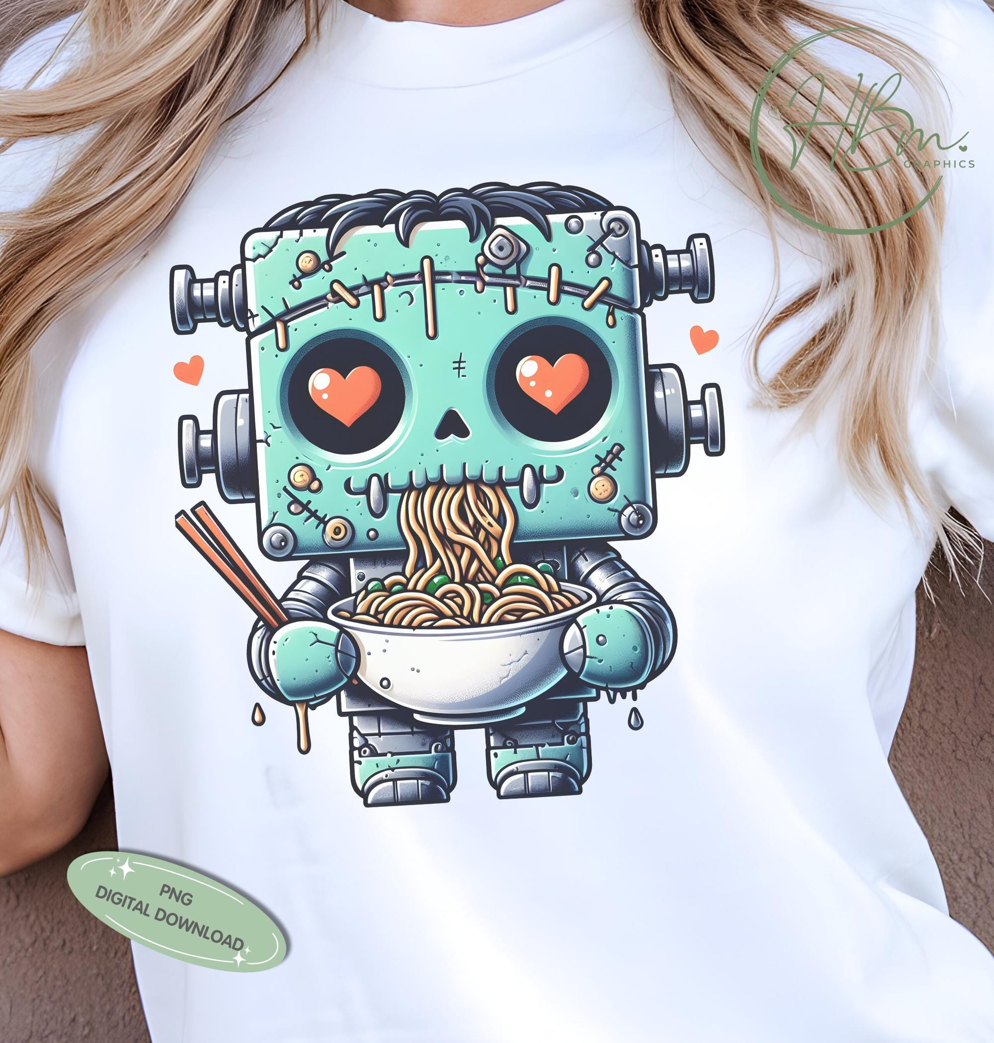 Cute Zombie Ramen Robot PNG, Kawaii Frankenstein Noodle Monster ...