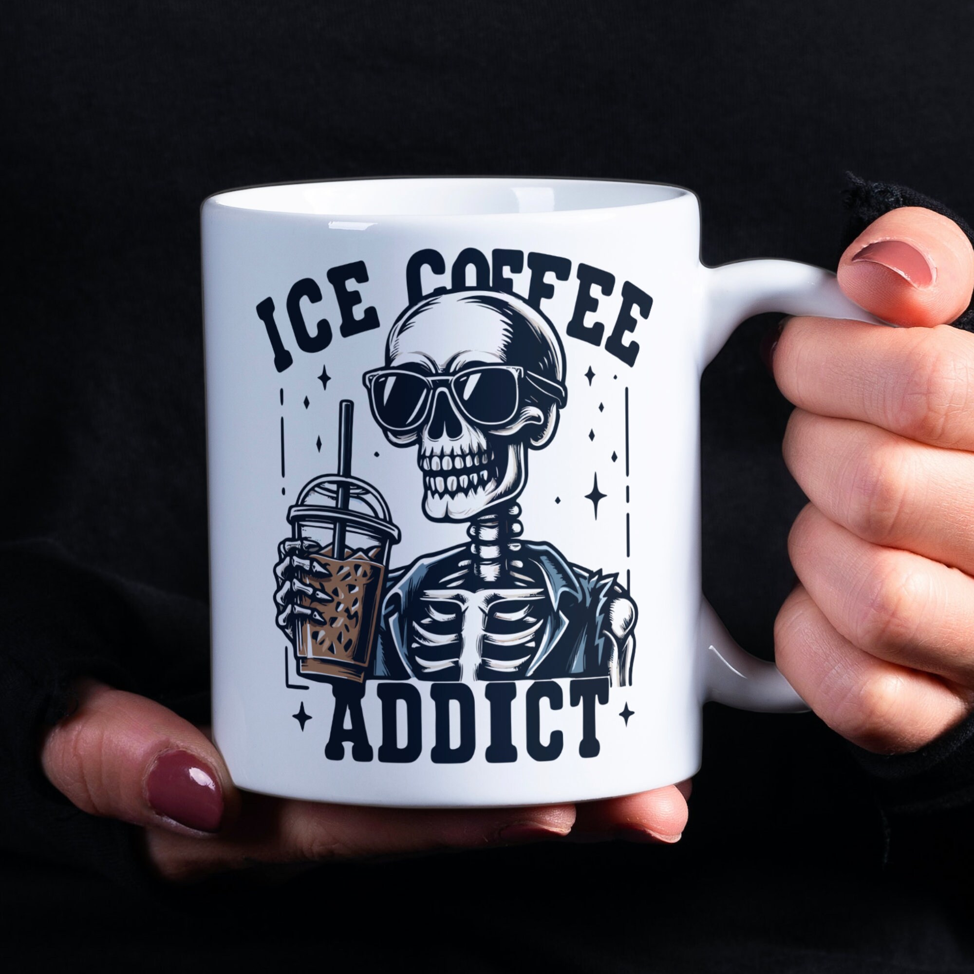 Iced Coffee Skeleton PNG Clipart, Hipster Cold Brew Addict SVG, Quirky ...