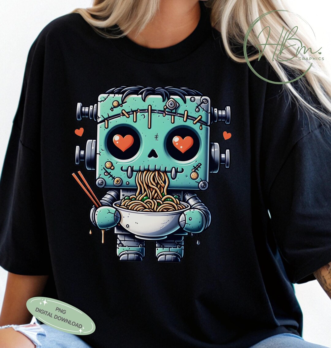 Cute Zombie Ramen Robot PNG, Kawaii Frankenstein Noodle Monster ...