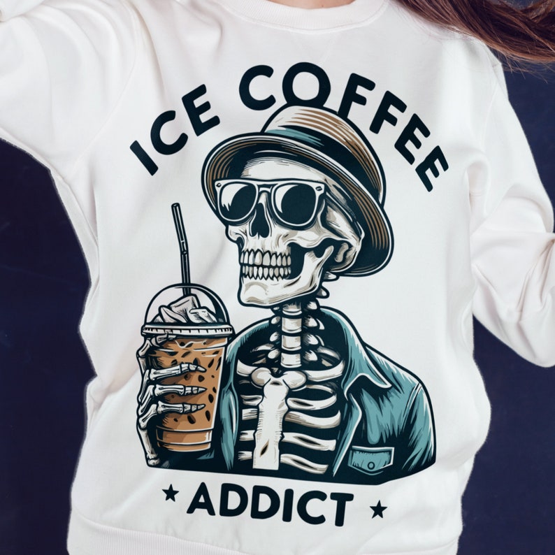 Iced Coffee Skeleton PNG Clipart, Hipster Cold Brew Addict SVG, Quirky ...