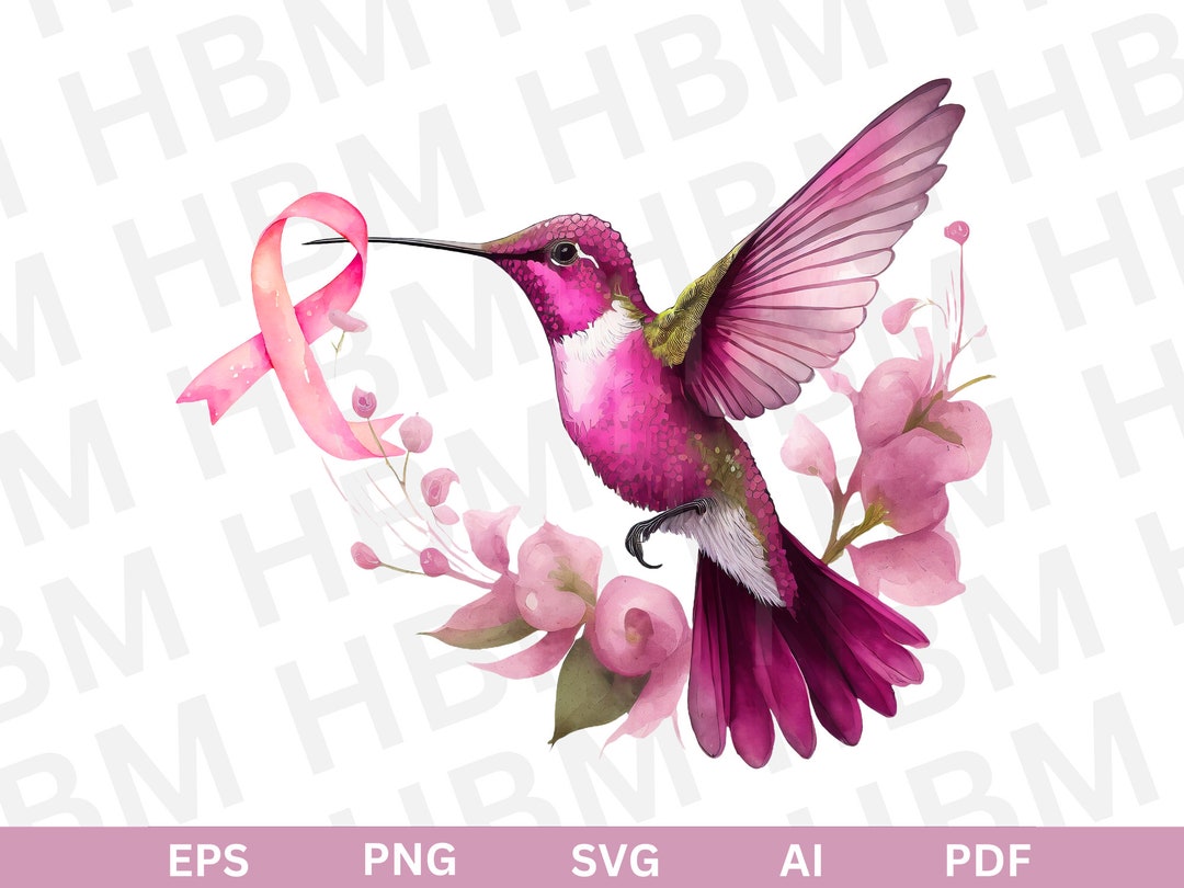 Breast Cancer Hummingbird, PNG Sublimation, Pink Ribbon, Breast Cancer ...