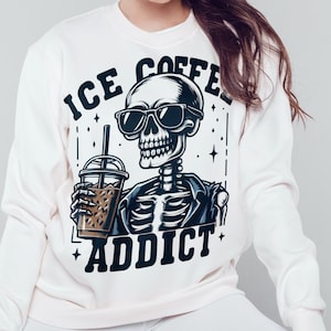 Iced Coffee Skeleton PNG Clipart, Hipster Cold Brew Addict SVG, Quirky ...
