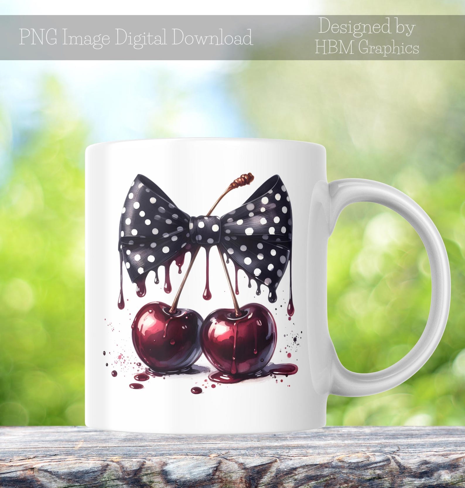 Gothic Cherries PNG, Dark Aesthetic Bow Sublimation, Retro Dripping ...