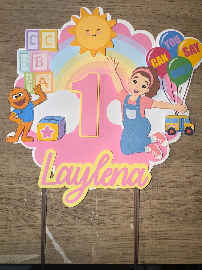 Ms. Rachel Custom First Birthday Cake Topper: Rainbow, Balloons - Etsy