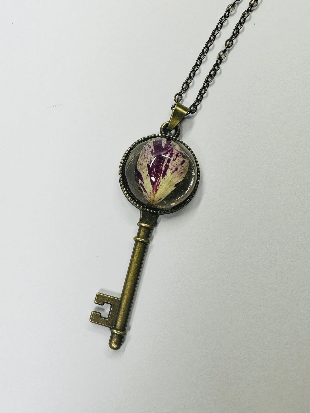 Handmade Flower Petal Key Necklace - Etsy