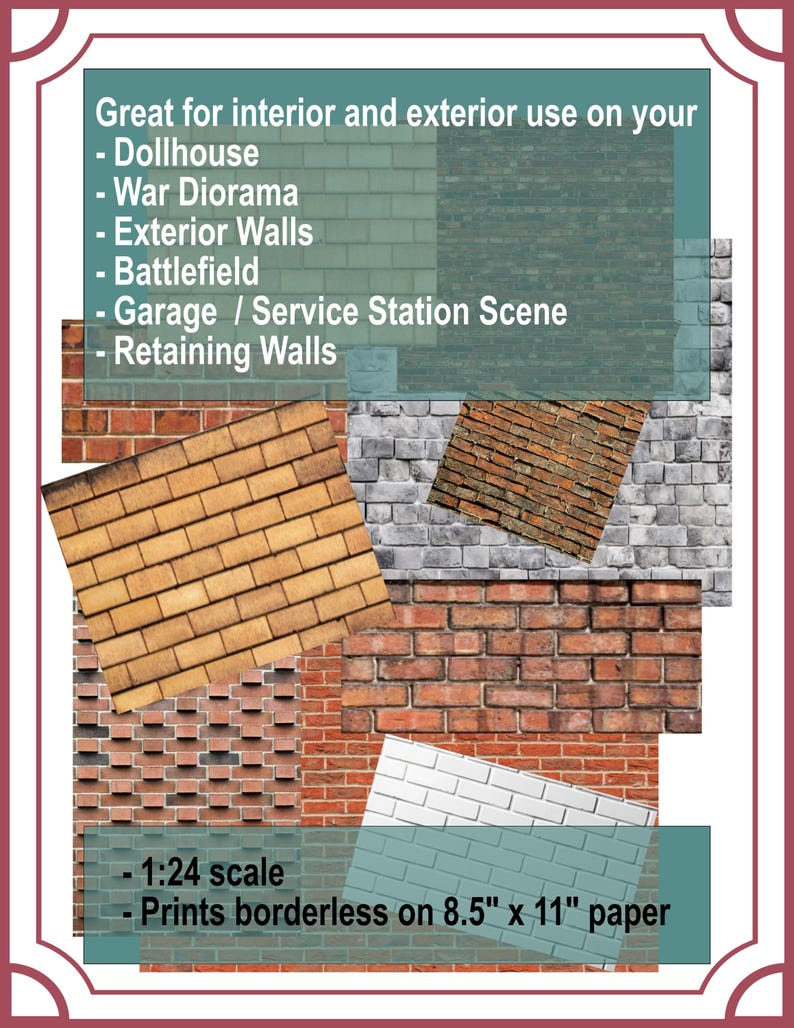 1:24 Scale Brick Patterns Printable - 10 Different Patterns - 8.5 X 11 ...