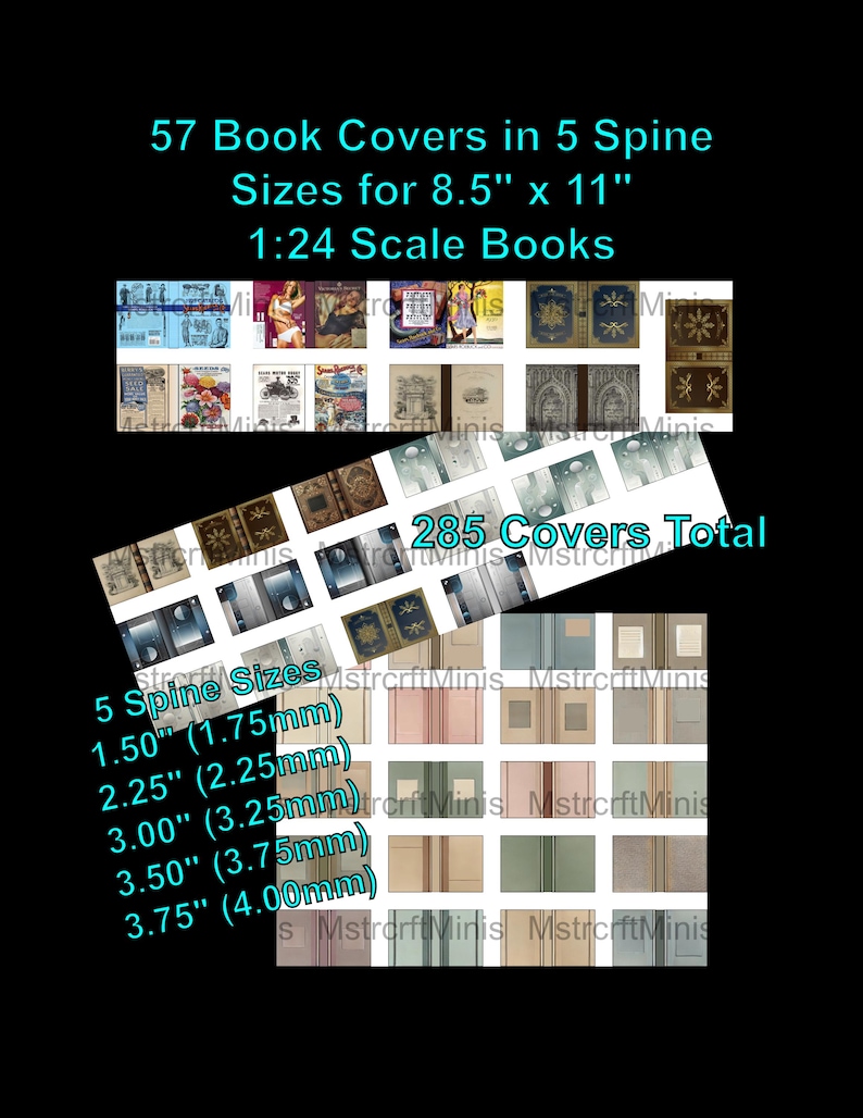 1:24 Scale Book Covers for 8.5 X 11 Scale Books - Pairs Well With Our ...