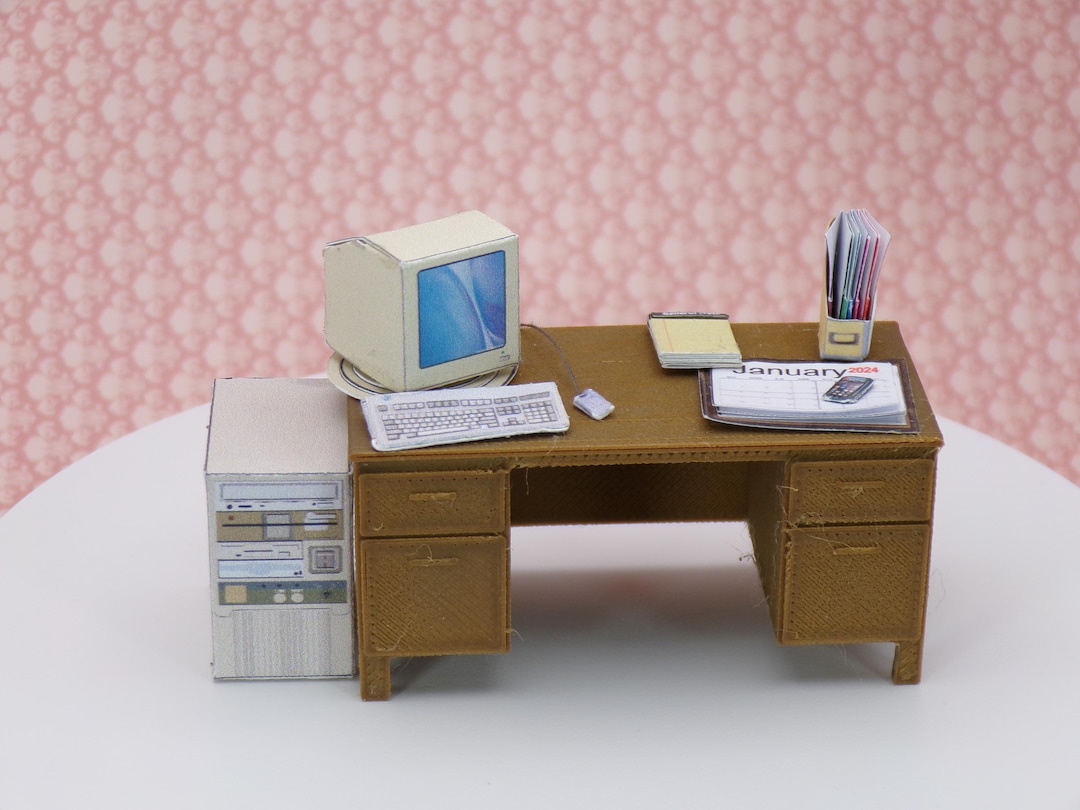 1:24 Scale Tower Computer With Monitor, Keyboard, Mouse and "cables" - Etsy