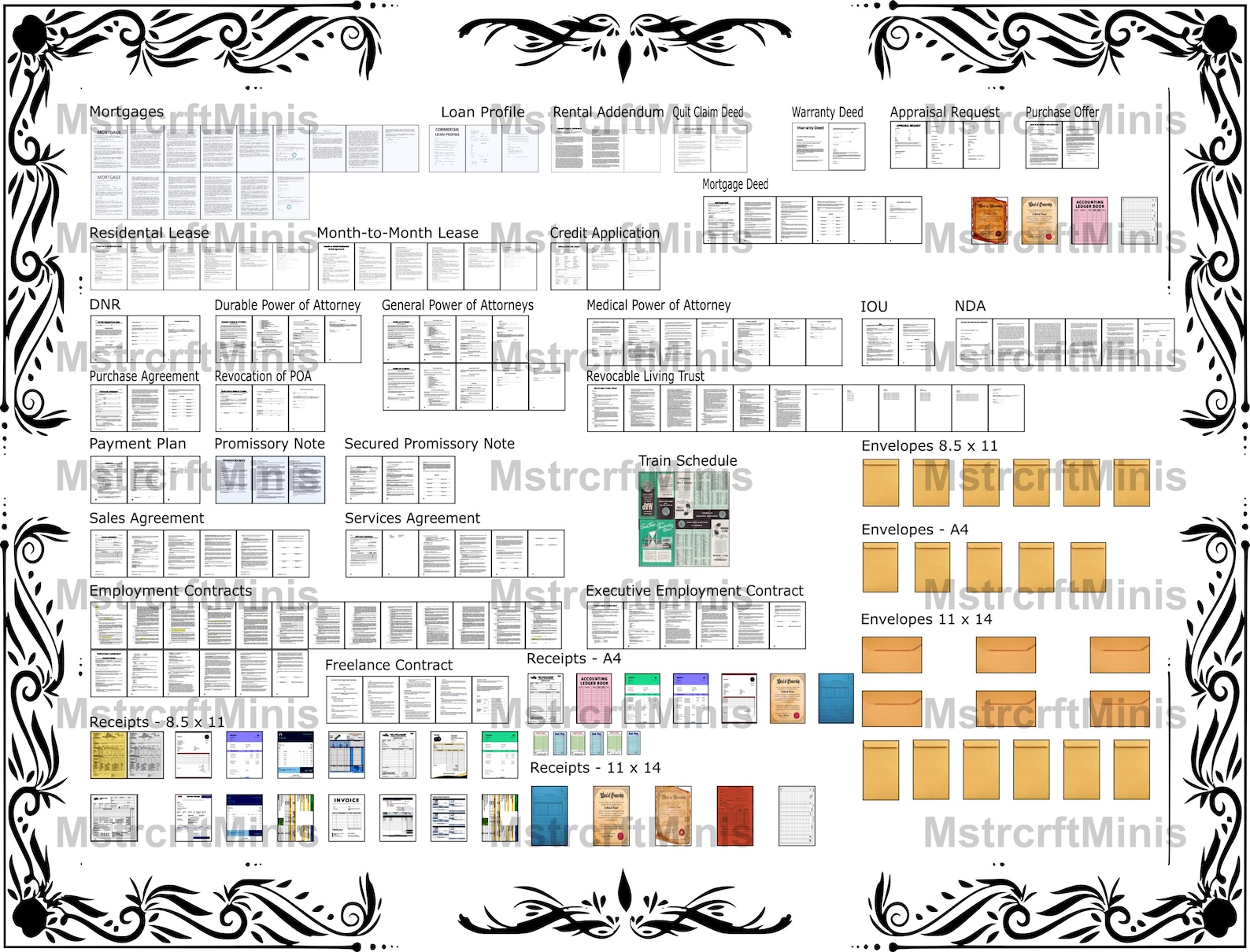 1:24 Scale 70+ Office Documents - Checks / Desk and Office Clutter ...