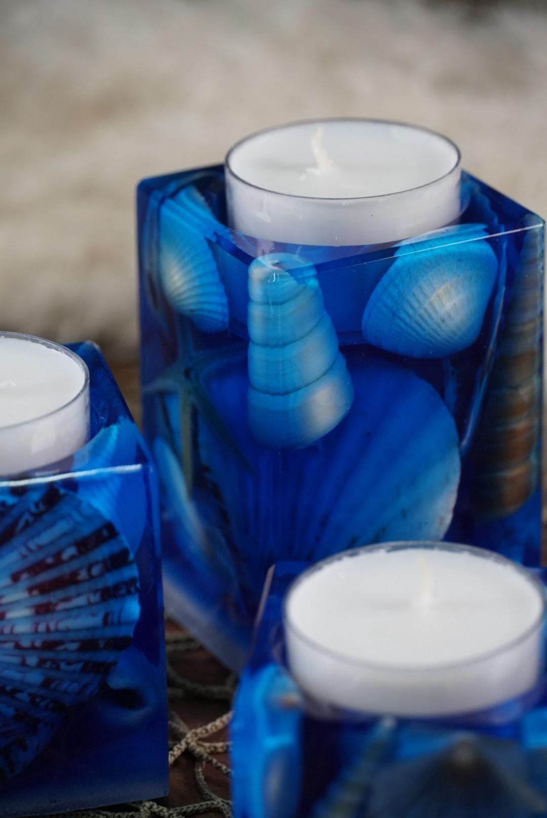 Sea Shell Tea Light Candle Holders, Set of 3 - Etsy