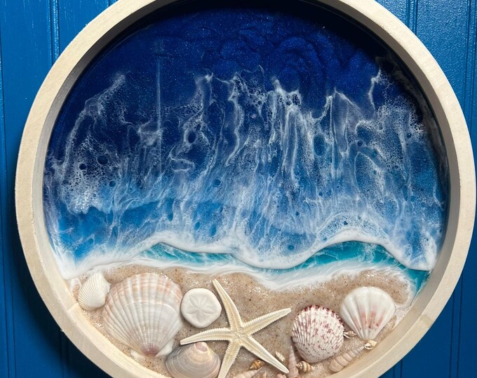 Custom Ocean Waves and Sea Shell Seascape Wall Art - Etsy