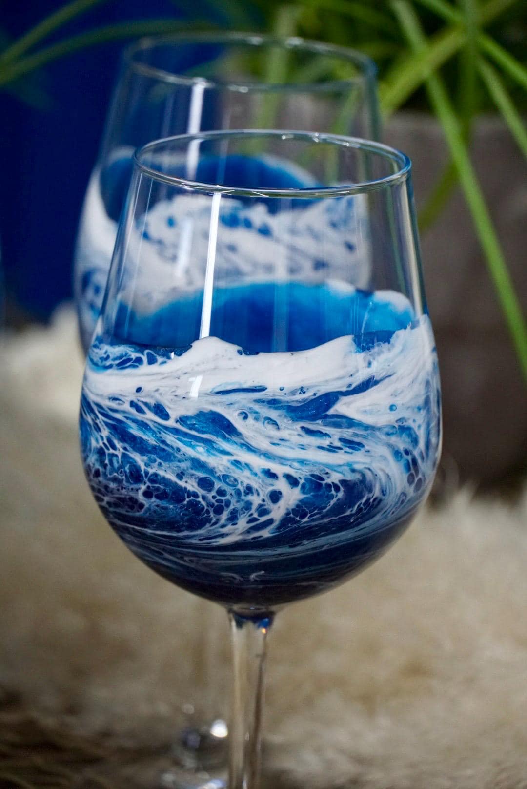 Ocean Waves Wine Glasses | Coastal Decor - Etsy