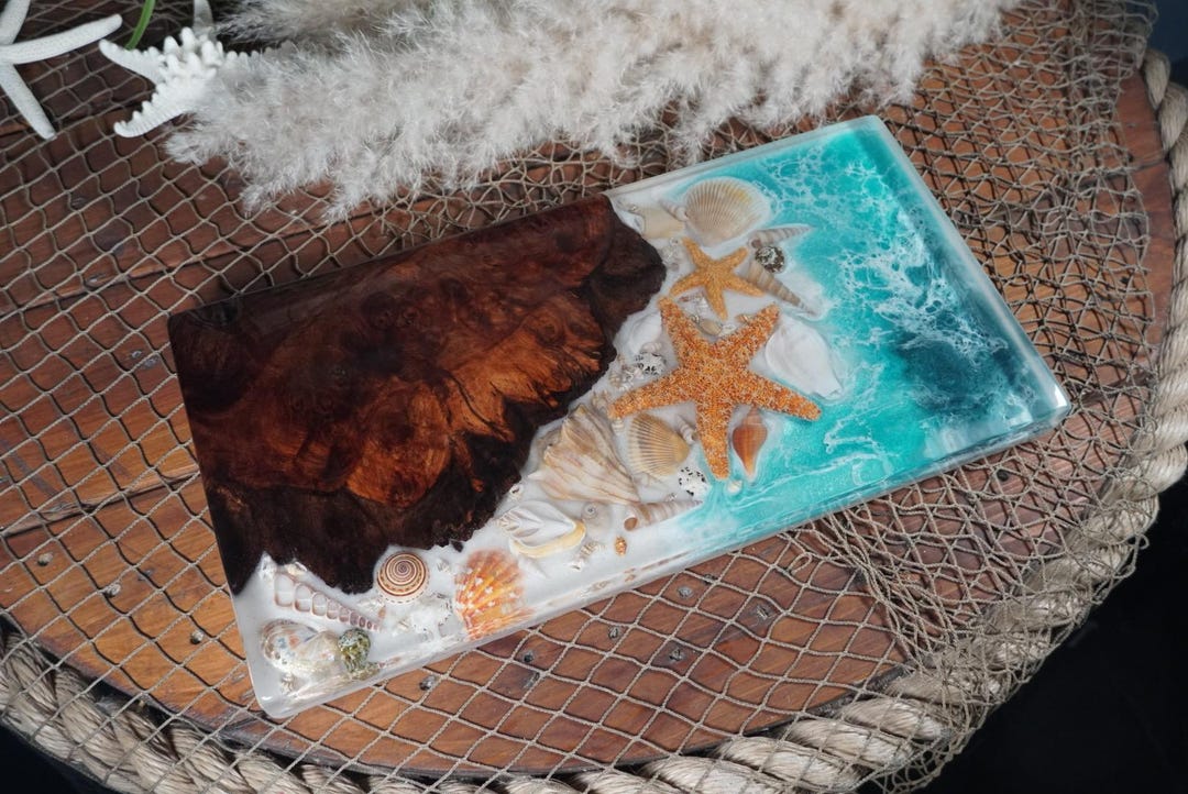 Sea Shell and Walnut Burl Charcuterie Board/serving Tray/centerpiece - Etsy