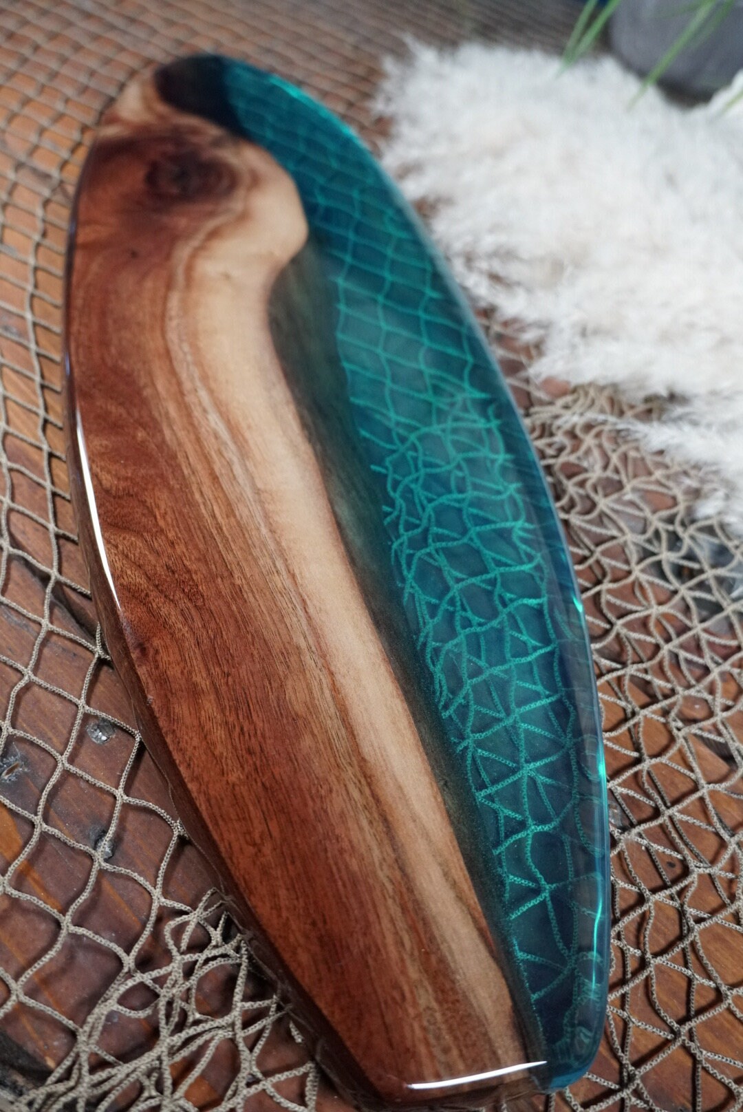 Aqua Blue/green Transparent Surfboard, Serving Tray, Charcuterie Board ...