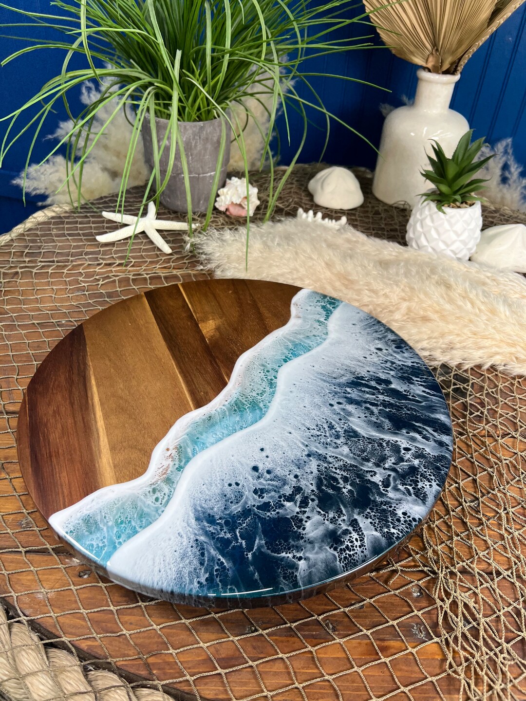 Turquoise Ocean Waves Lazy Susan - Etsy