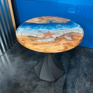 Ocean View Sea Shells, Sand and Ocean Waves Round Table | Coffee Table ...