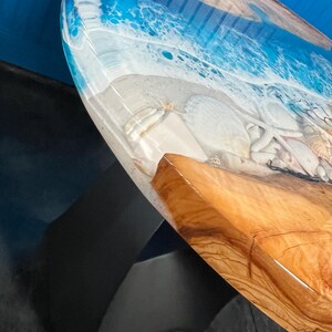 Ocean View Sea Shells, Sand and Ocean Waves Round Table | Coffee Table ...