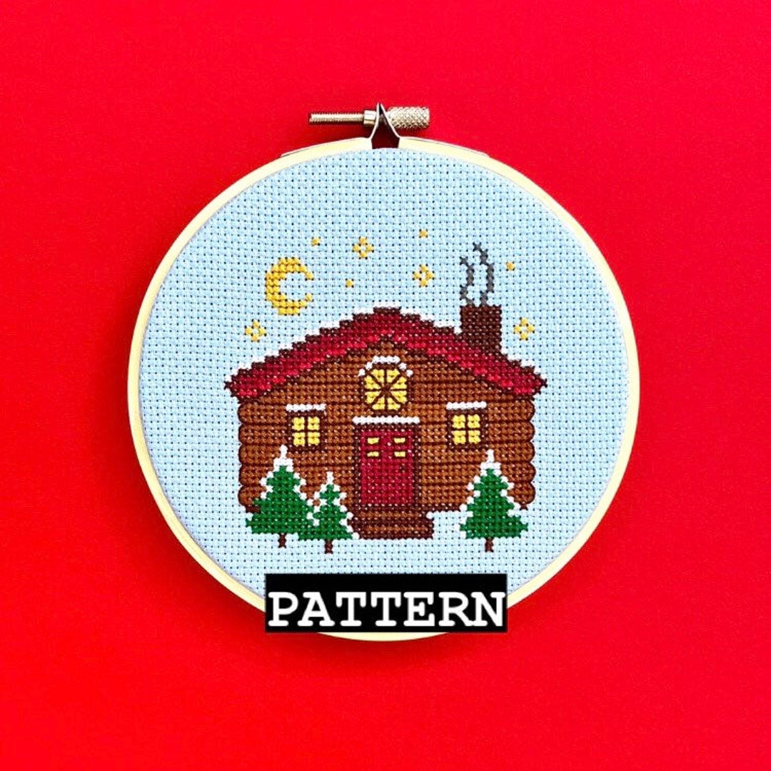 Winter Log Cabin Cross Stitch Pattern Christmas and Holiday Cross ...