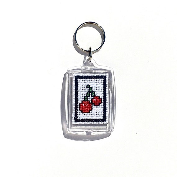 Cherry Key Chains Cross Stitch Key Chains Funny Gifts - Etsy