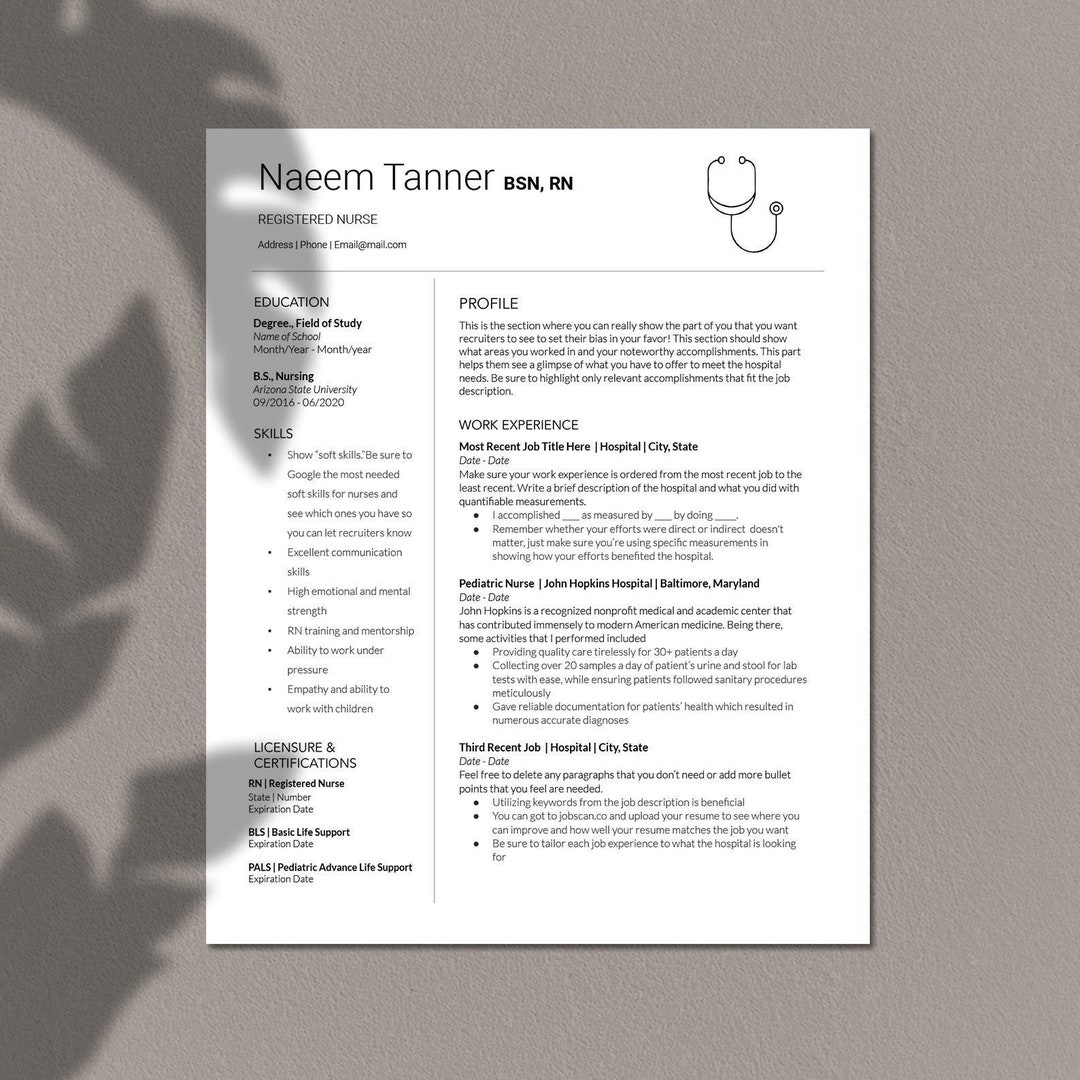 Nurse Resume Template | Google Docs Resume Template | Creative Resume ...