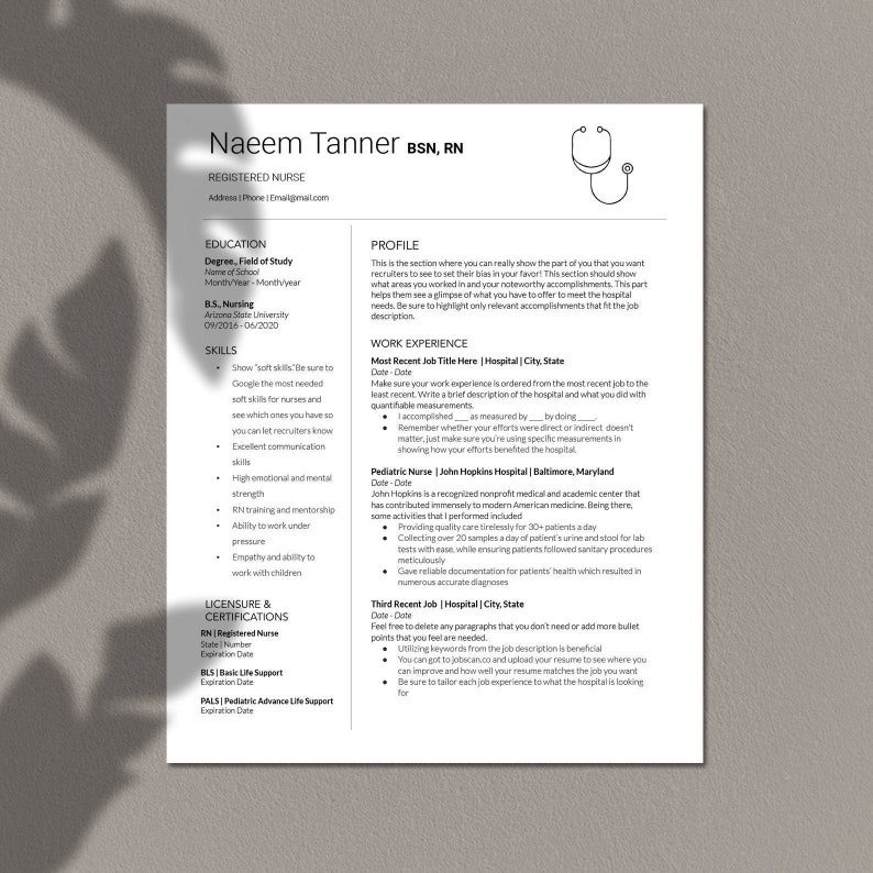 Nurse Resume Template | Google Docs Resume Template | Creative Resume ...