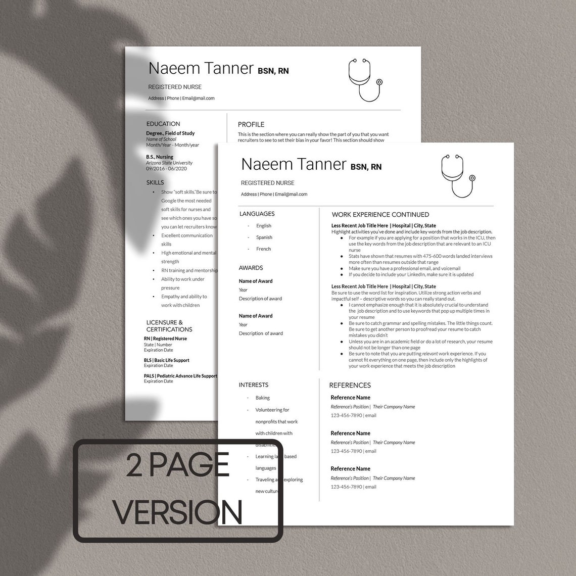 Nurse Resume Template | Google Docs Resume Template | Creative Resume ...