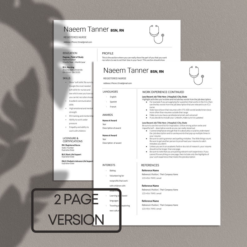 Nurse Resume Template | Google Docs Resume Template | Creative Resume ...